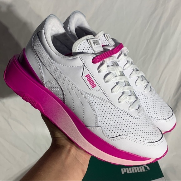Puma | Shoes | Puma Cruise Rider Leather White Magenta Platform Shoes ...